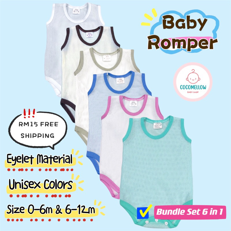 COCOMELLOW | Unisex Baby Clothes Eyelet Romper | Sleeveless Cooling ...