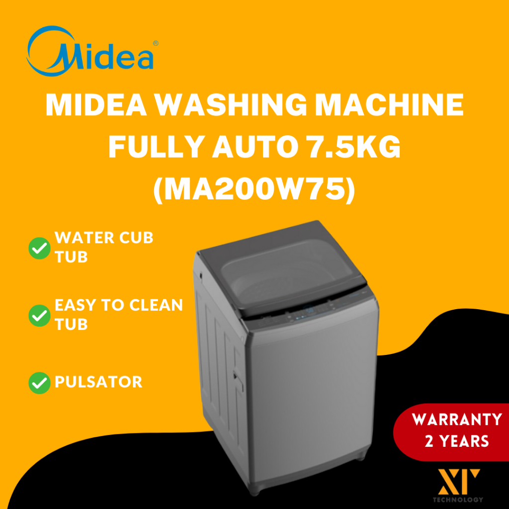 MIDEA WASHING MACHINE FULLY AUTO 7.5KG (MA200W75) | Shopee Malaysia