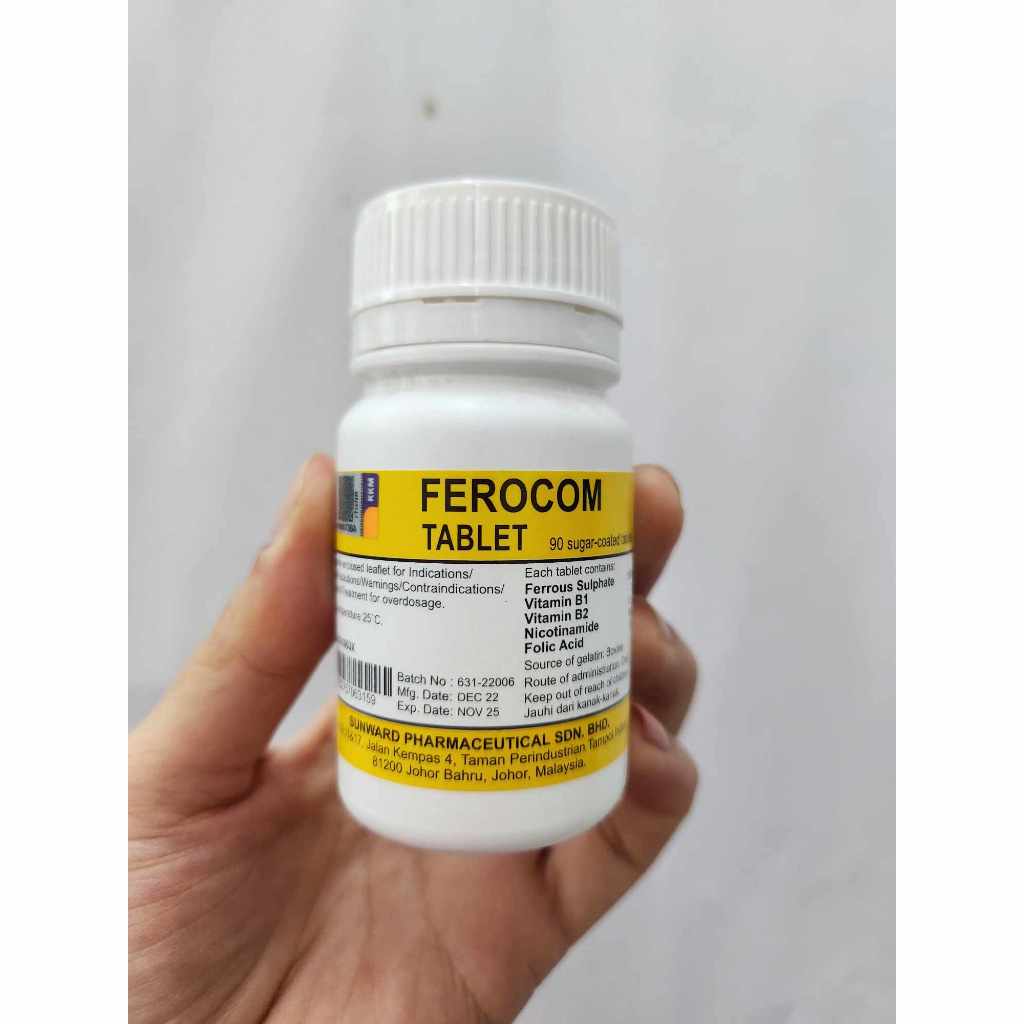 Sunward Ferocom Iron and folic acid tablets 90’S | Shopee Malaysia