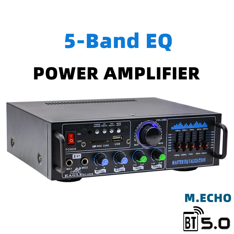 mini Power Amplifier Home Bluetooth Amplifiers Karaoke 2 Channel 5-band ...