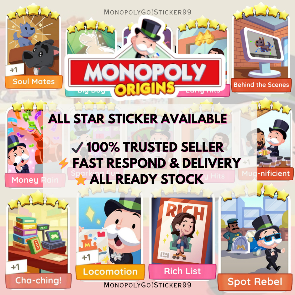 Cheap | Fast | Monopoly Go Sticker 1 - 5 Star Sticker | Shopee Malaysia