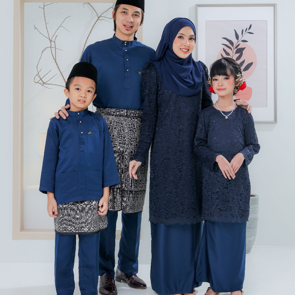 FAMILY SET BAJU RAYA KURUNG MODEN DAYANG LACE + CHIFFON 2 LAYER - 3 ...