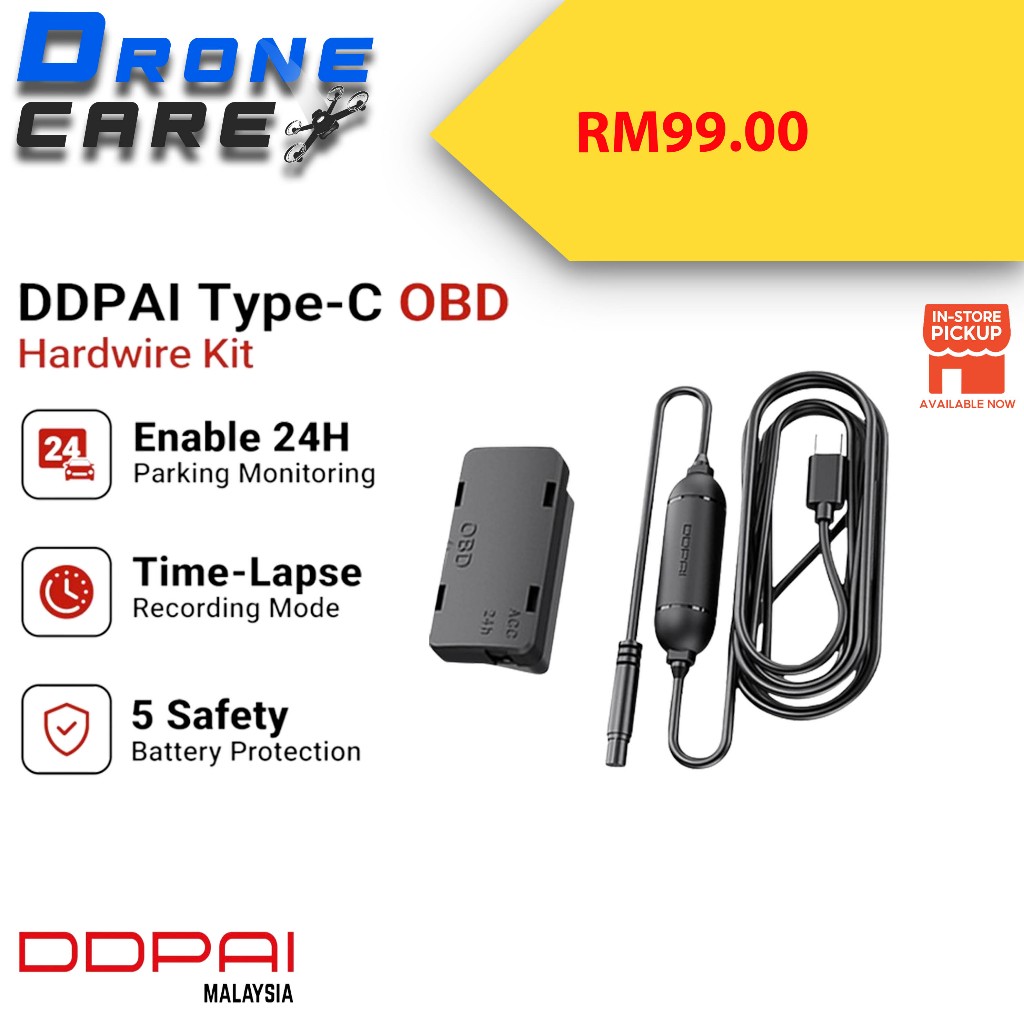 DDPAI OBD Intelligent Hardwire Kit 24H Type-C Parking Monitoring ...