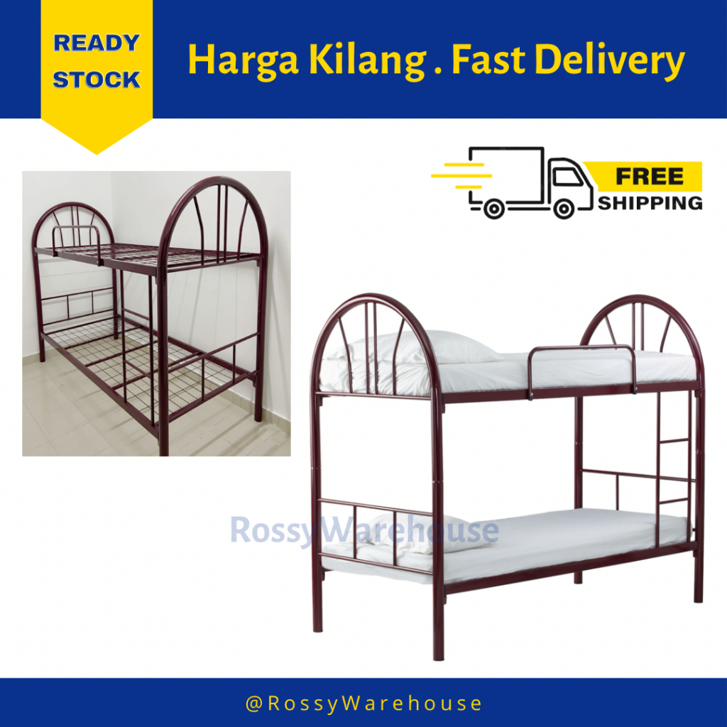 Powder Coat 50mm Metal Double / 2inches Pipe Double Decker Bed Frame ...