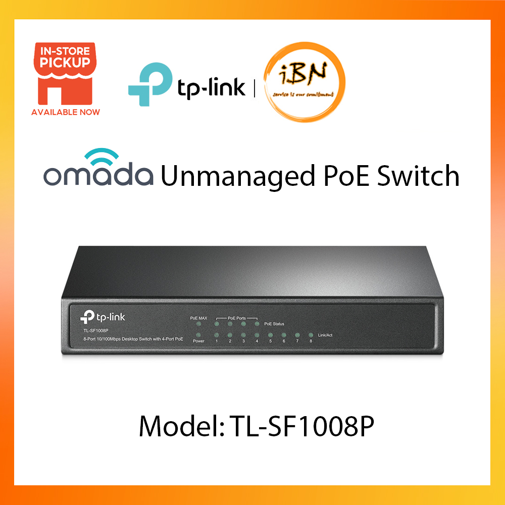 TP-Link TL-SF1008P 8-Port 10/100Mbps Desktop Switch with 4-Port PoE ...