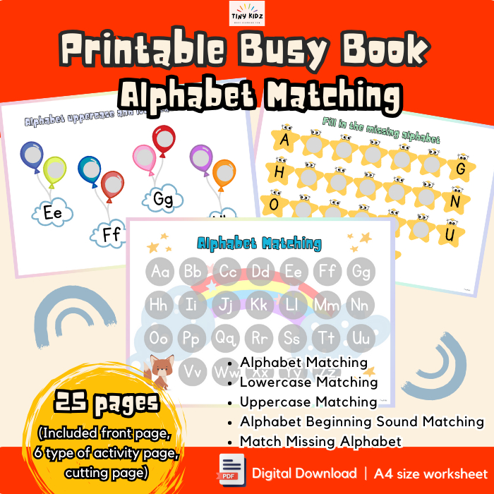 B002- PDF Printable ABC Letter Alphabet Busy Book for kids, preschool ...