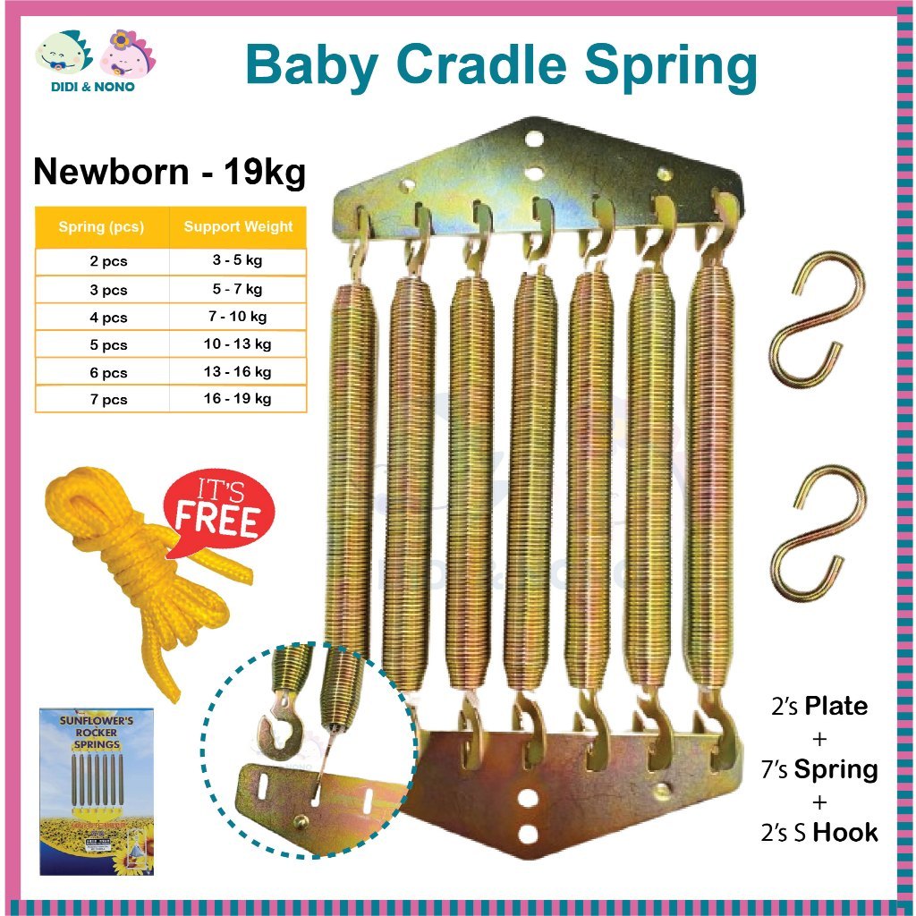 Latest design Baby Cradle Spring 7pcs Spring Buaian Bayi with 2 S hook ...