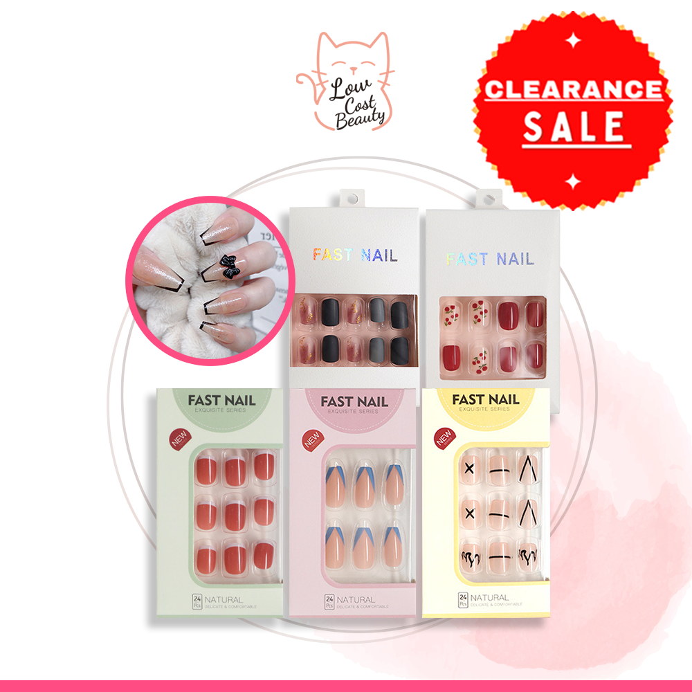 CLEARANCE 24/Pcs DIY Fake Nails French Finger Nail Art False Nail 假指甲 ...