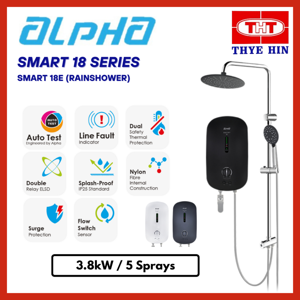 ALPHA SMART 18 SERIES SMART 18E RAINSHOWER – MATT BLACK, METAL BLACK & IVORY WHITE | Shopee Malaysia