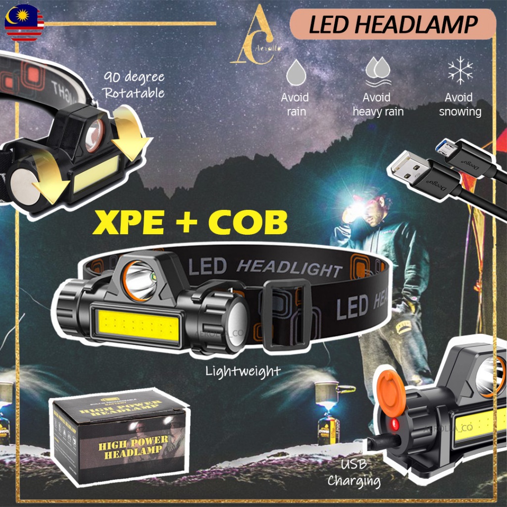 [NEW] XPE COB Waterproof Camping LED Head Light Weight Rechargeable ...