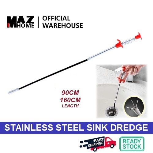 Extra Long Stainless steel Anti-Clog pipe dredge Sink Debris Clamp Clip ...