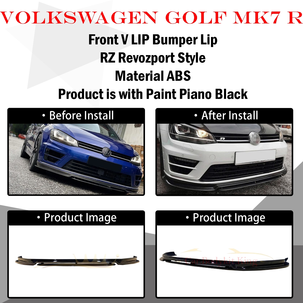 VOLKSWAGEN GOLF MK7 R/RLINE STYLE FRONT V-LIP BUMPER LIP WITH PAINT ...