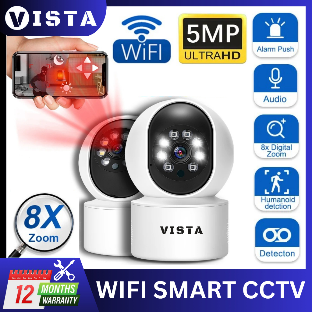 VISTA 5MP UHD CCTV Wireless Camera CCTV Indoor WIFI Camera Security ...