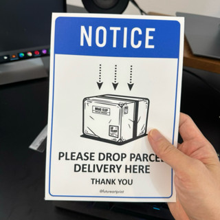 Notice Please Drop Parcel Delivery Here. Premium Sticker Sign Signage ...