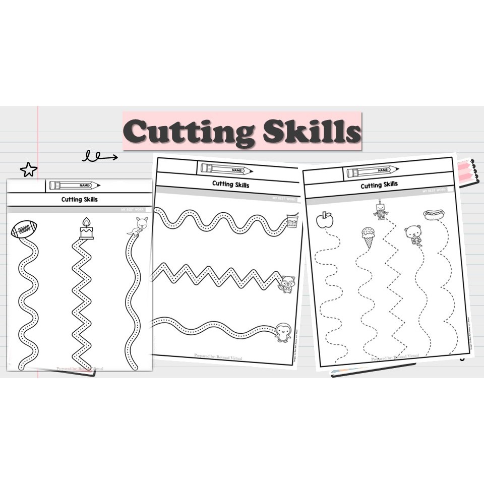 [PRE294] 15 pages Cutting Skills for Beginner Worksheet for Pre-school ...