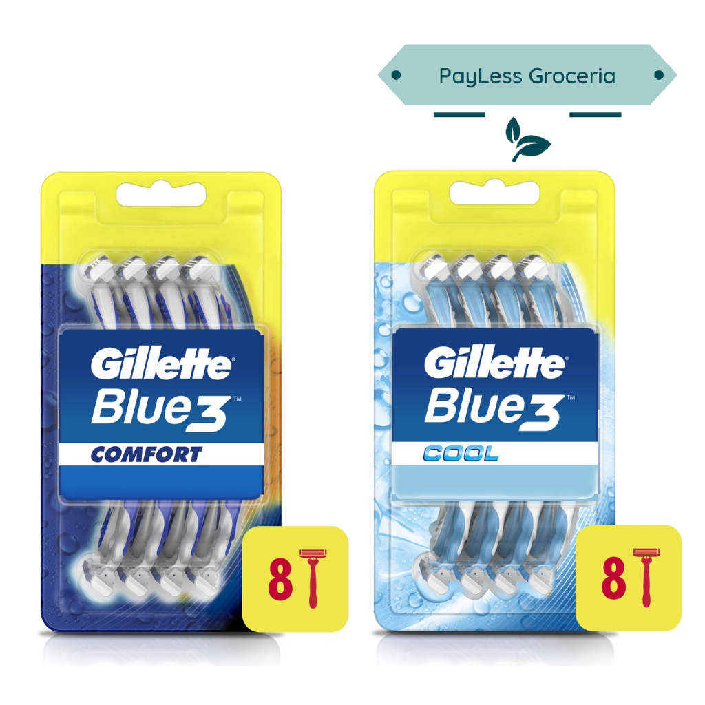 Gillette Blue 3 Comfort / Cool Disposable Razor 6s + 2s (8s) Value Pack ...