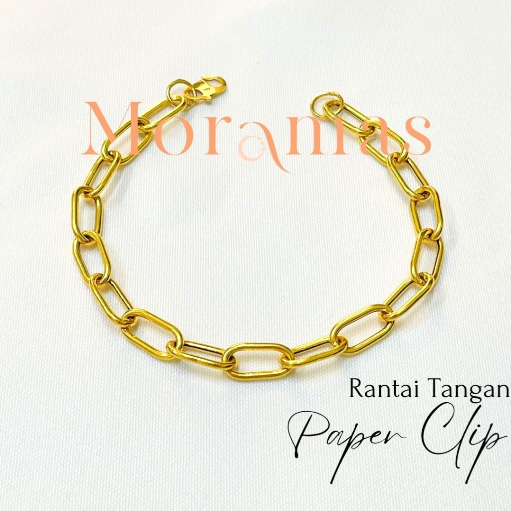 Moramas HOLLOW PAPER CLIP Bracelet 916 Gold/Rantai Tangan SAUH KOSONG ...