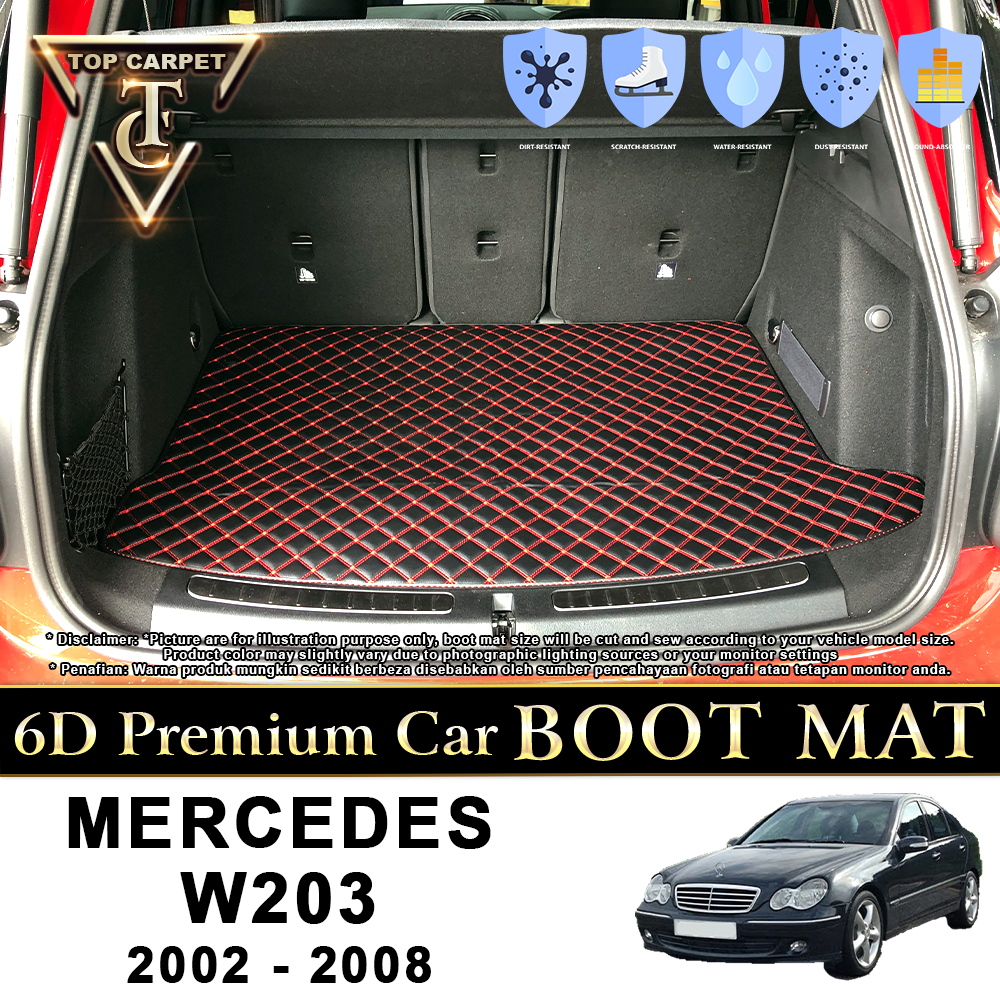 MERCEDES C-CLASS W203 ( 2002 - 2008) Car Boot Mat PU Leather Cargo Mat ...