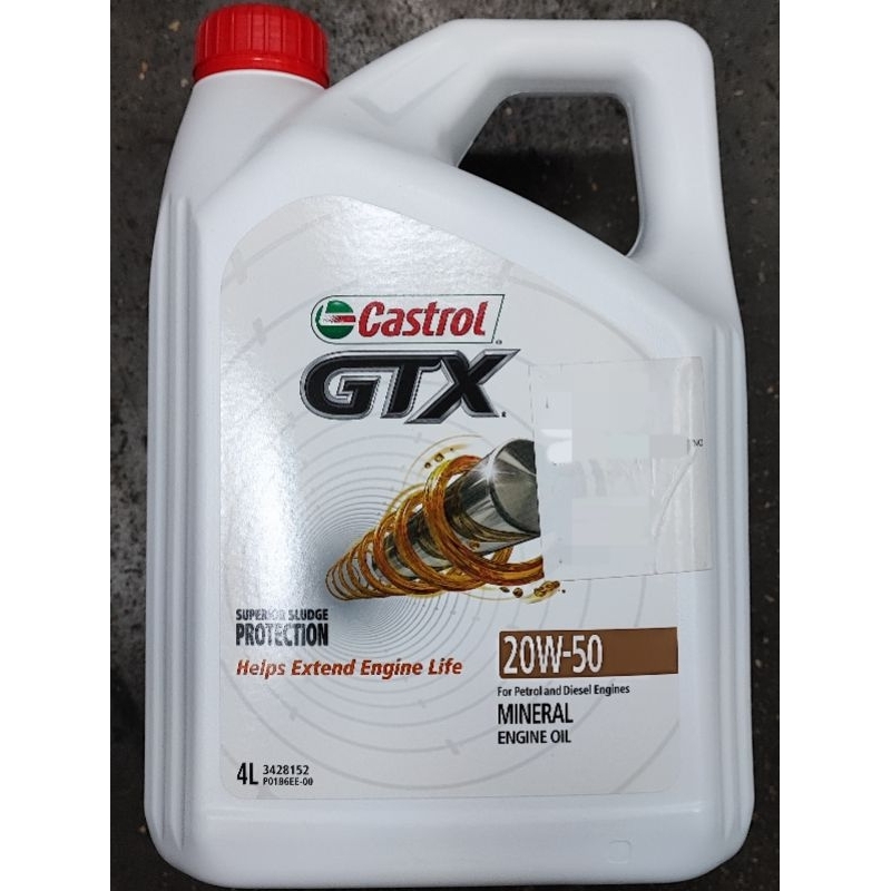 CASTROL (4L) GTX 20W-50 mineral engine oil for petrol and diesel ...