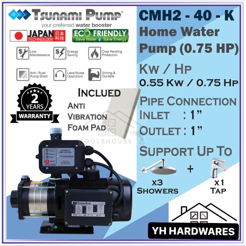 Tsunami CMH2-40K (0.75HP) Home Pump Water Pump | Shopee Malaysia
