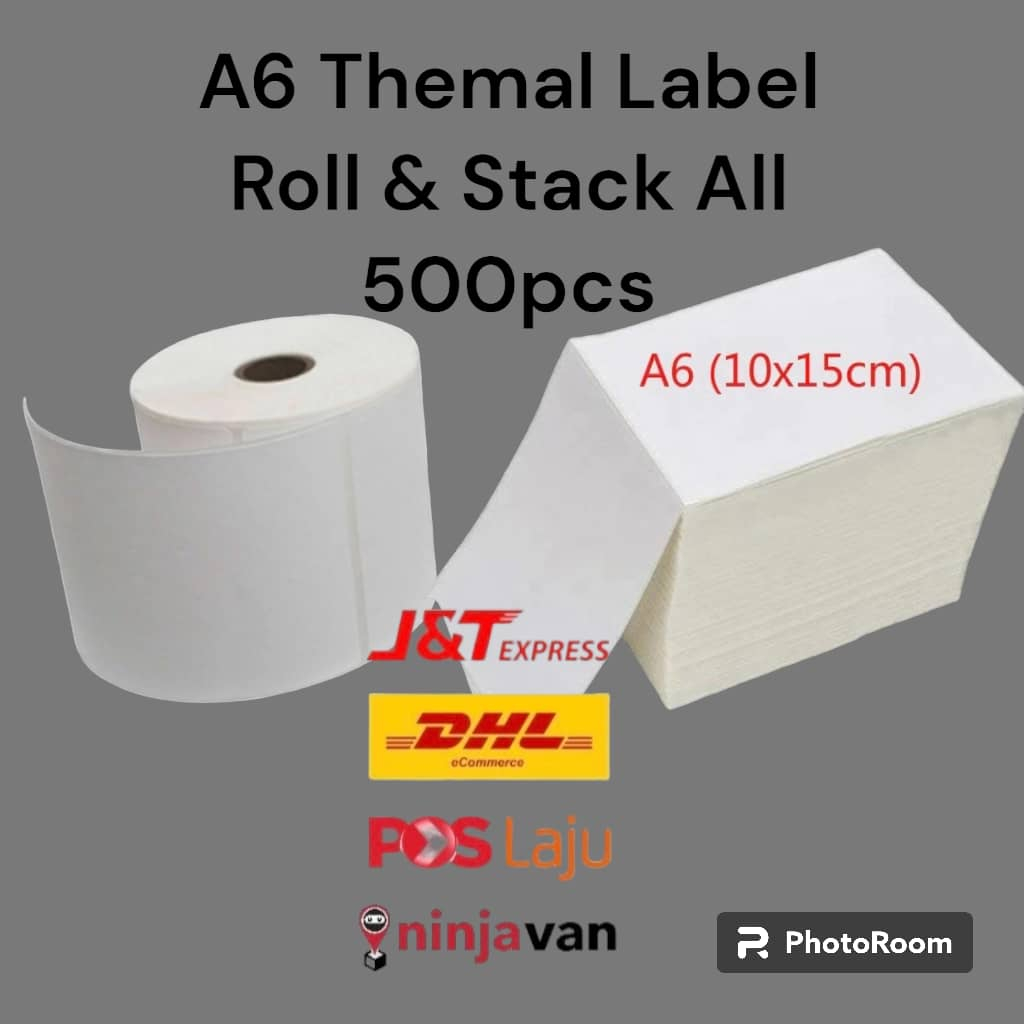 A6 Thermal Label Sticker [500pcs Roll & Fold] Shipping Label AWB ...