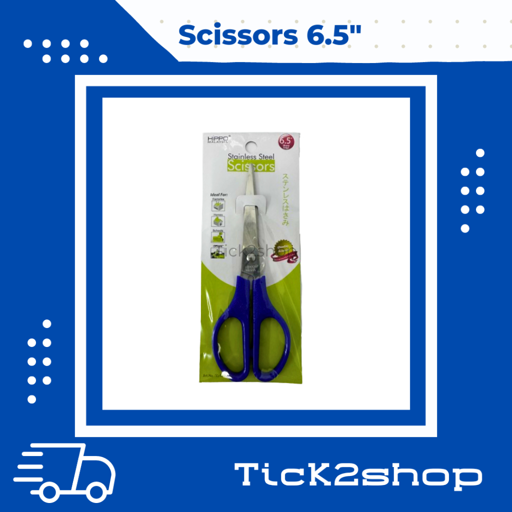 Hippo SS650 Stainless Steel Scissors 6.5" Sharp Edge | Shopee Malaysia