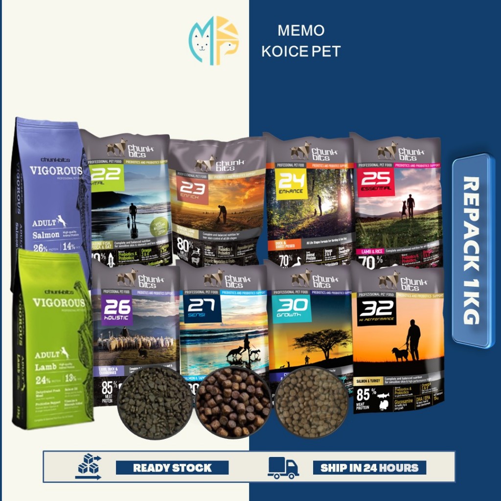 [REPACK] Chunk Bits Dog Food 1kg - (Sensi 27 / Growth 30 / Holistic ...