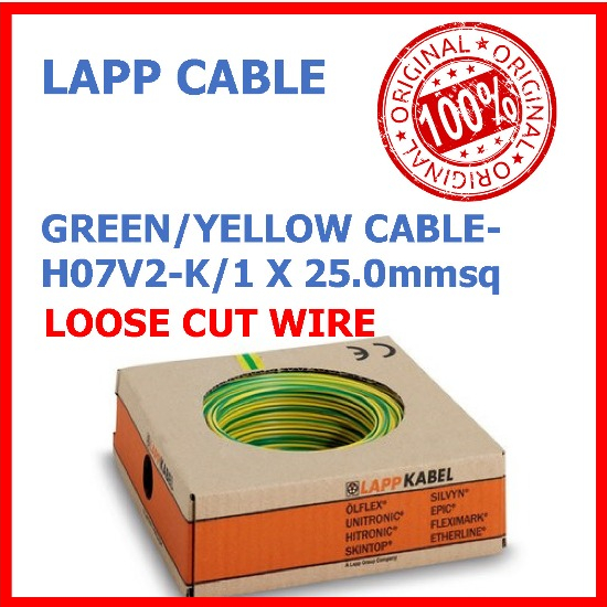 LAPP Cable | H07V2-K | LAPP 4151000 |Loose Cut Wire | 1 x 25.0mm² ...
