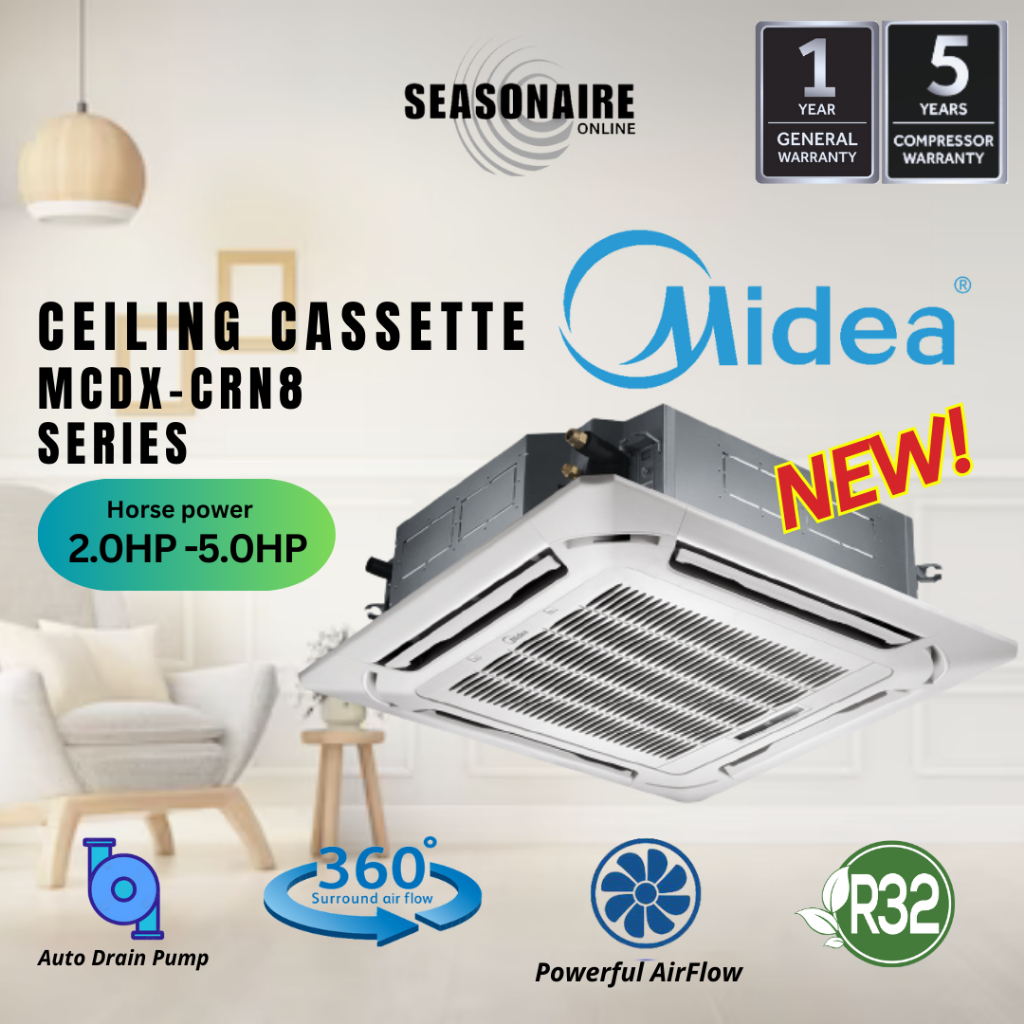MIDEA R32 MCDX-Series 1.5HP-3.0HP Ceiling Cassette Standard Non ...
