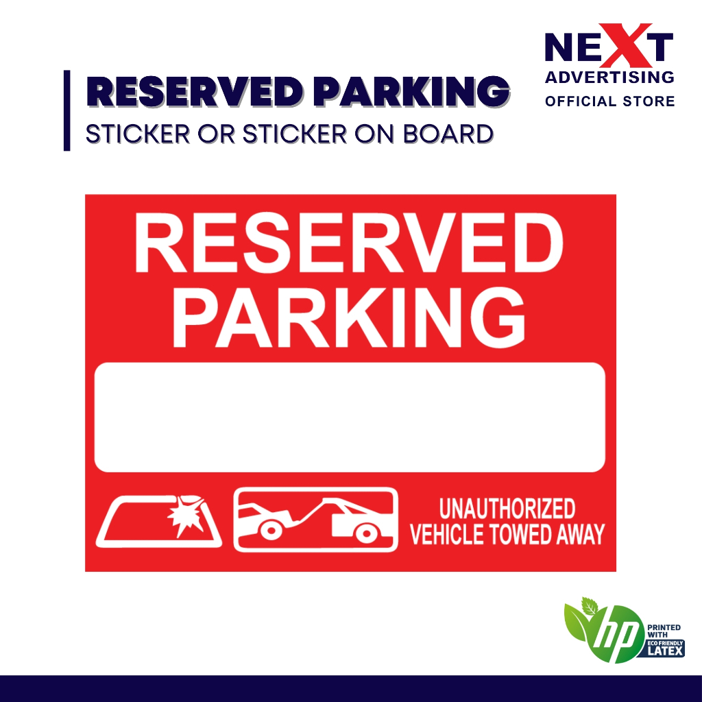 Reserved Parking Signage Board | 2 Sizes | Sticker or Sticker on Board ...