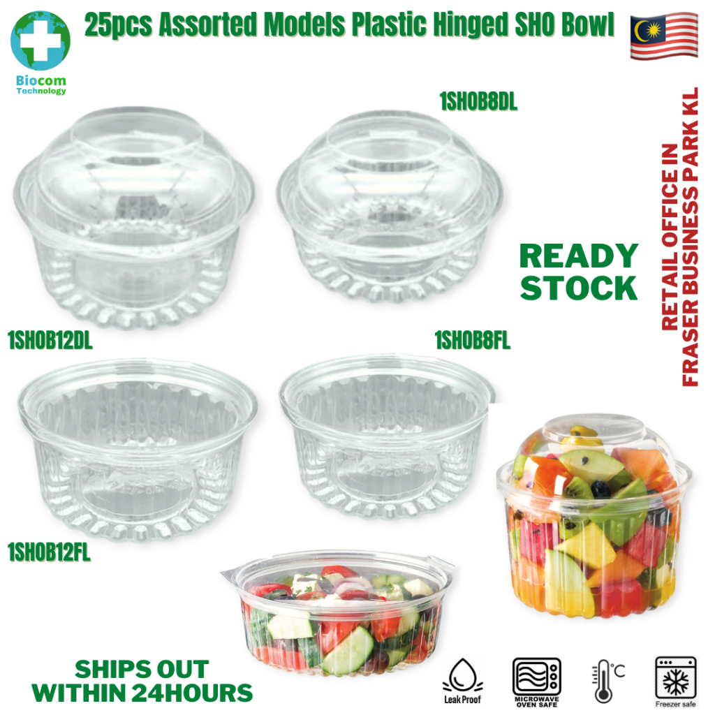 Assorted Models 25pcs+- PET Clear Hinged SHO Bowl Dome Flat Lid Cake ...