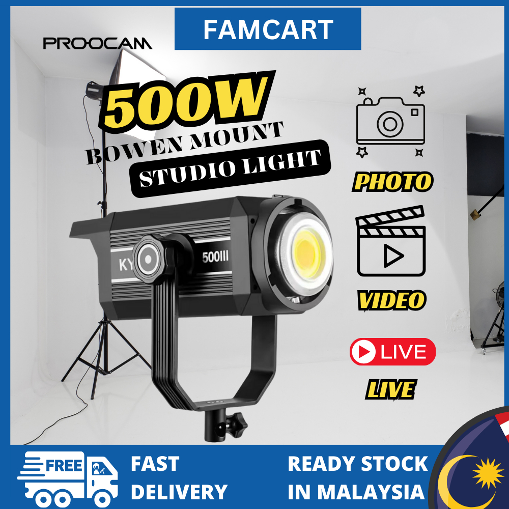 🔥READY STOCK🔥 PROOCAM KY-500III Studio LED Light 500W Continuous Strobe Photo Monolight Indoor ...