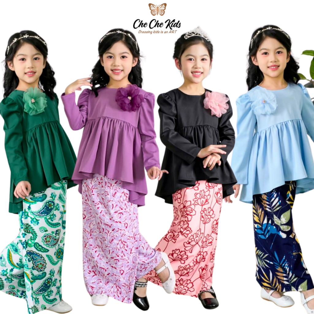 Baju Kurung Budak Perempuan Peplum Moden Baju Raya Budak 2025 Baby Girl ...
