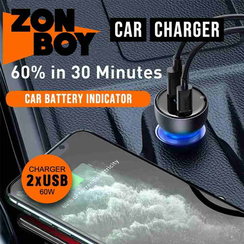 Car Charger Dual USB Port Extension 60W 12v 24v Quick Charge Adapter ...