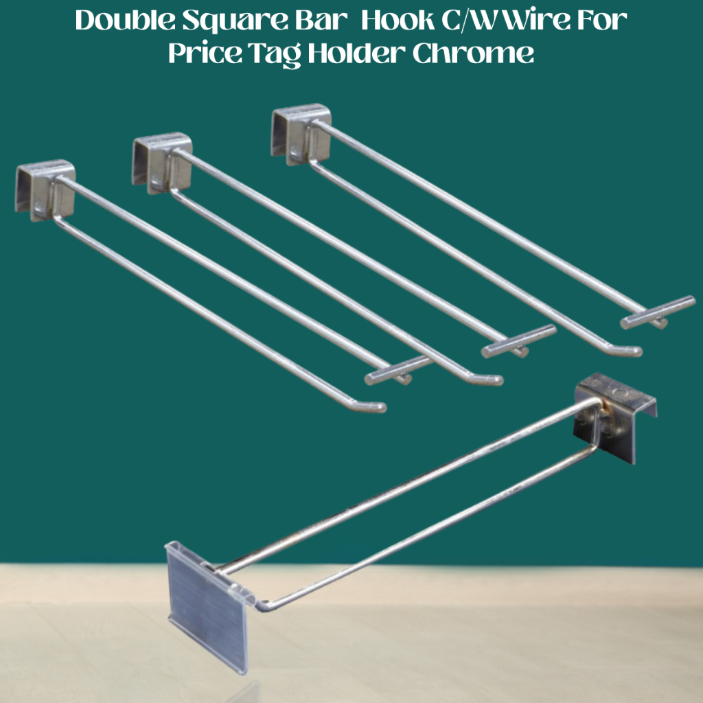 JME [Ready Stock] Double Square Bar 6mm Hook Chrome Wire With Price Tag ...