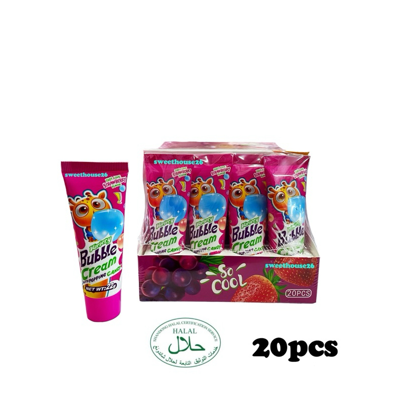 Variety Bubble Cream With Popping Candy Strawberry Flavour 20pcs Halal ...