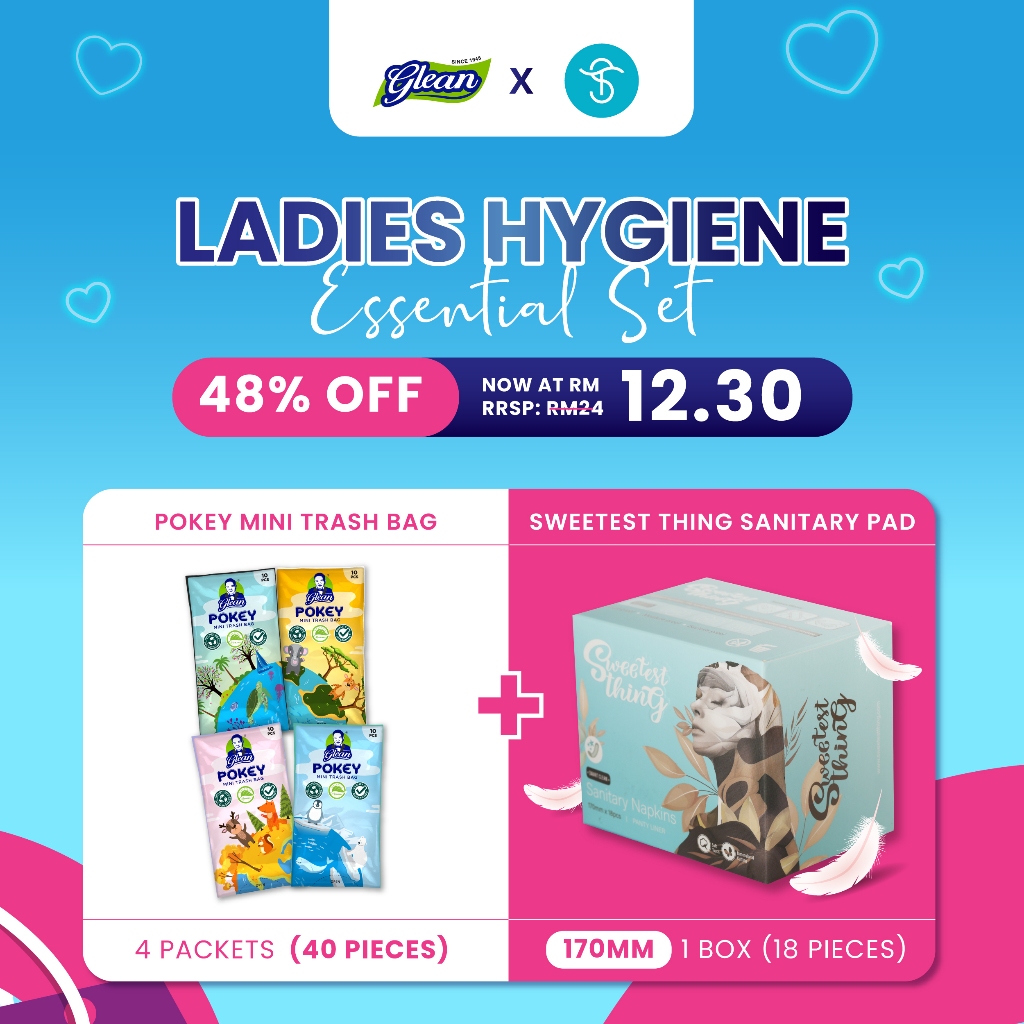 [GLEAN X SWEETEST THING] Ladies Hygiene Essential Set (Pokey 4 packet ...