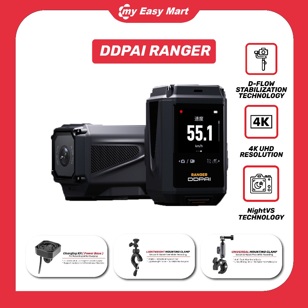 DDPAI RANGER Riding Camera, 4K HD riding camera, action camera ...