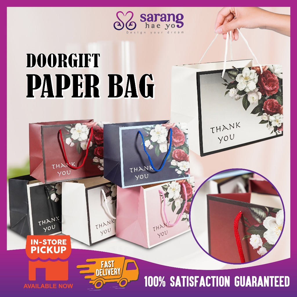 10Ps/Pkt Thank You Paper Bag Paper Beg Hadiah Goodies Doorgift Beg ...