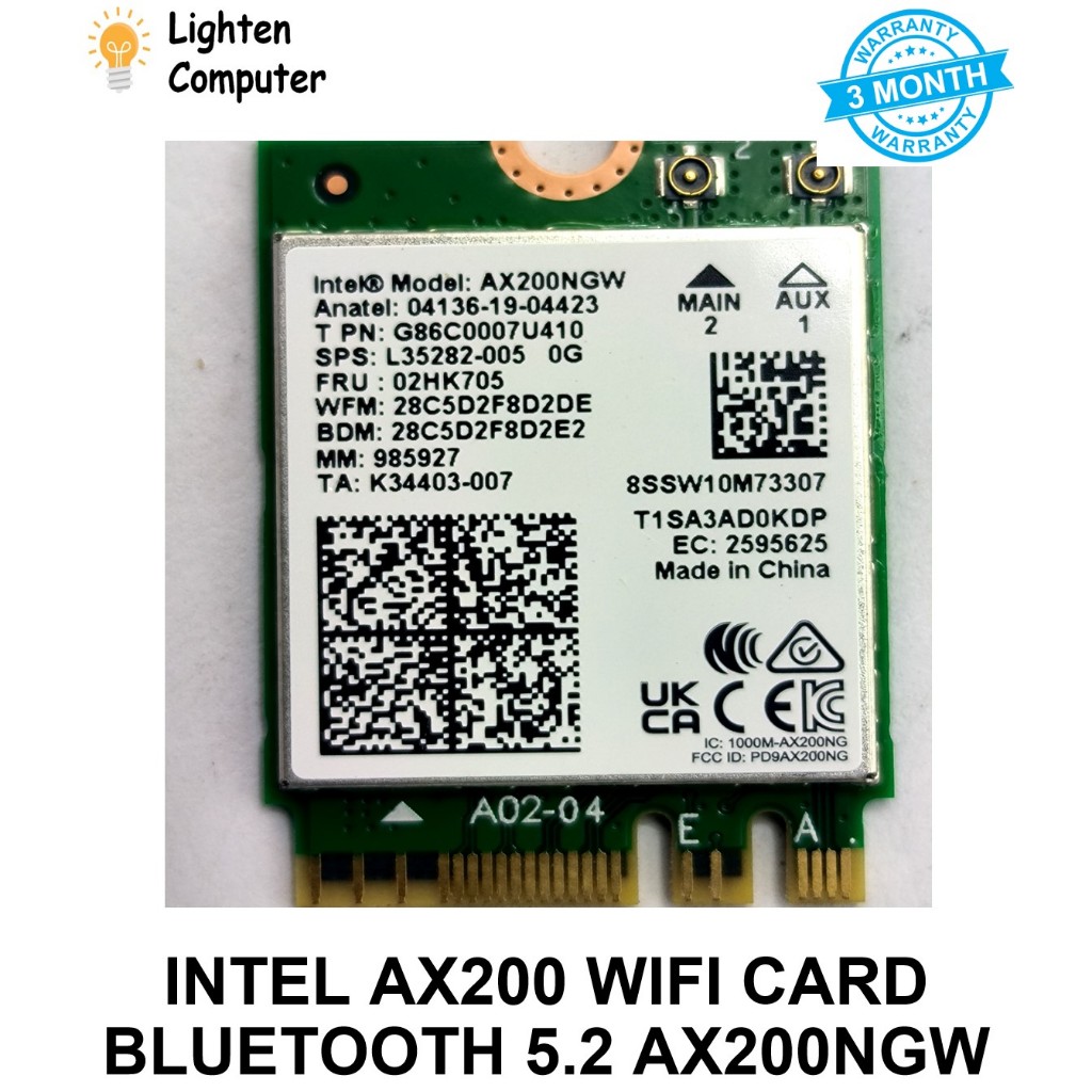 【NEW】 INTEL AX200 WIFI CARD BLUETOOTH 5.2 AX200NGW 2.4GHZ 802.11AX ...