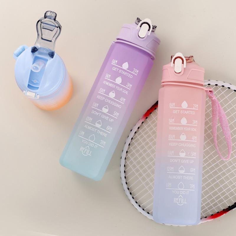 Portable Cute Water Bottle Botol Air 900ml Water Bottle with Straw and ...