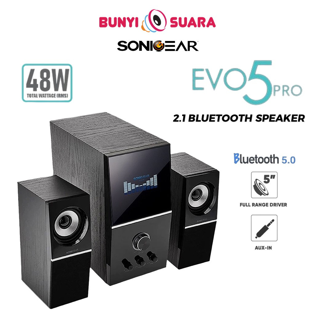 SonicGear EVO 5 PRO Bluetooth 5.0 Multimedia Speaker 5" Full Range ...