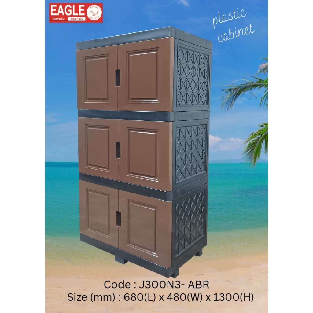 EAGLE DIY Plastic Storage Cabinet/ Wardrobe/ Almari Baju/ Pakaian ...