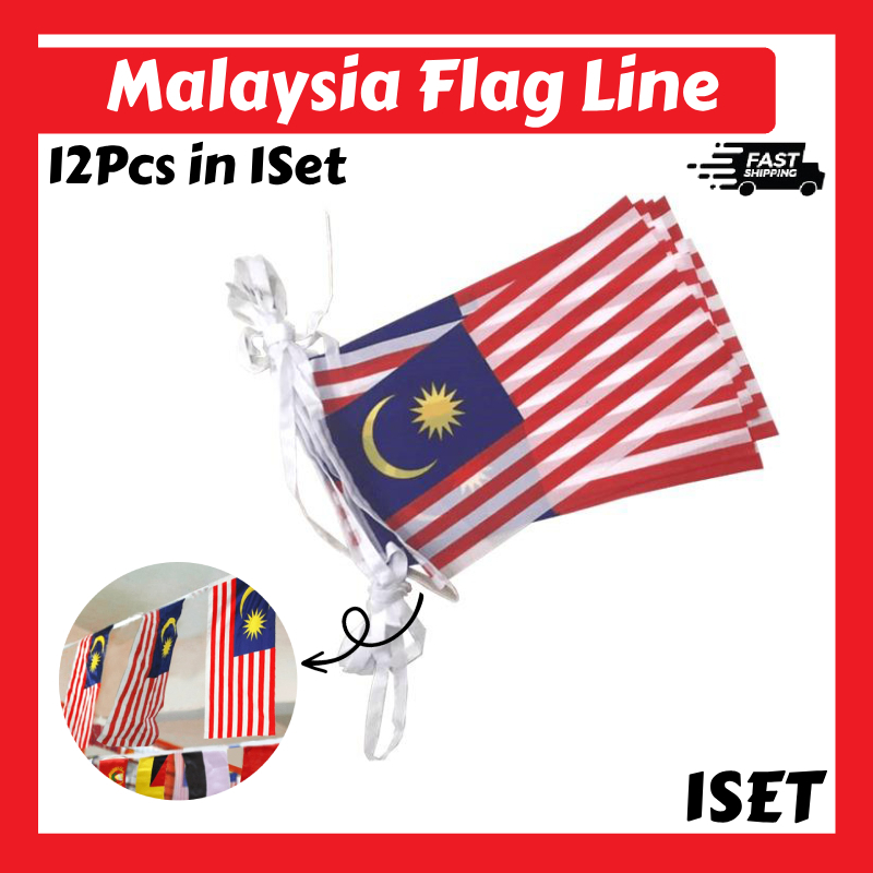 6inch X 12inch / Nylon Malaysia String Flag / Malaysia Flag Line / Bendera Malaysia Bunting ...