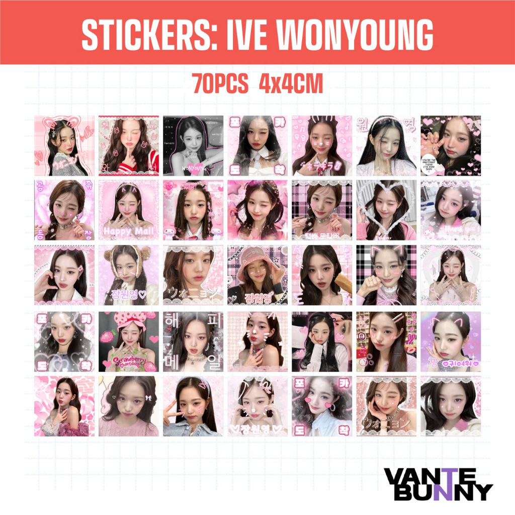 (70pcs) Ive Wonyoung Mail Sticker Kpop Wonyoung Deco Sticker Love Mail Aesthetic Cute Freebies ...