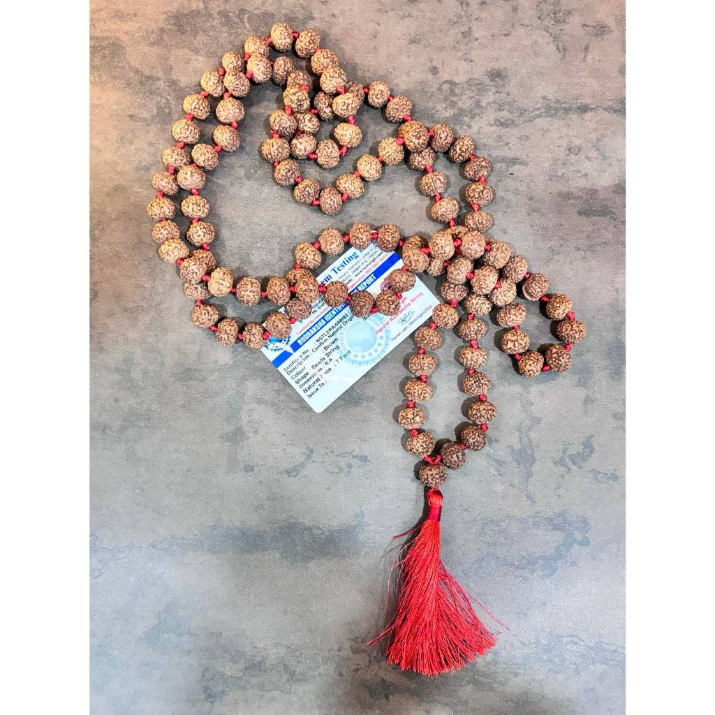 Energized 7 Face Java Rudraksha Mala with Lab Tested Certificate ...