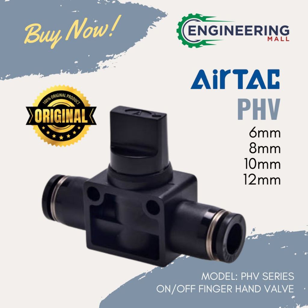 AirTac (Taiwan) PHV Series On/Off Finger Hand Valve 6MM 8MM 10MM 12MM ...