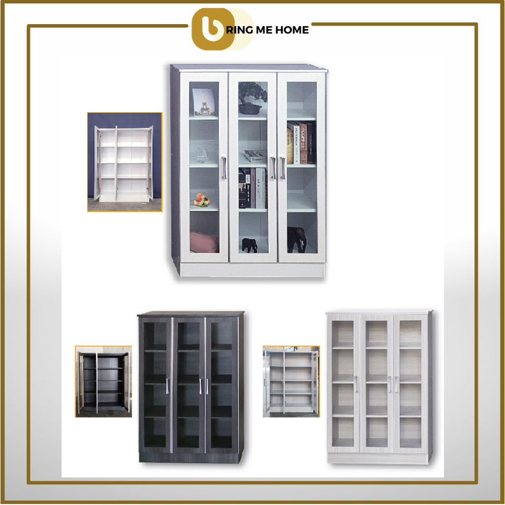 TISO 3 Door Cabinet Glass Cabinet Display Cabinet Book Rack Bookshelf ...