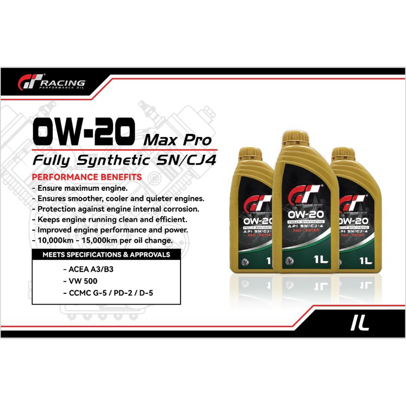 GT Racing 0W20 SN/CJ-4 Fully Synthetic 1L | Shopee Malaysia