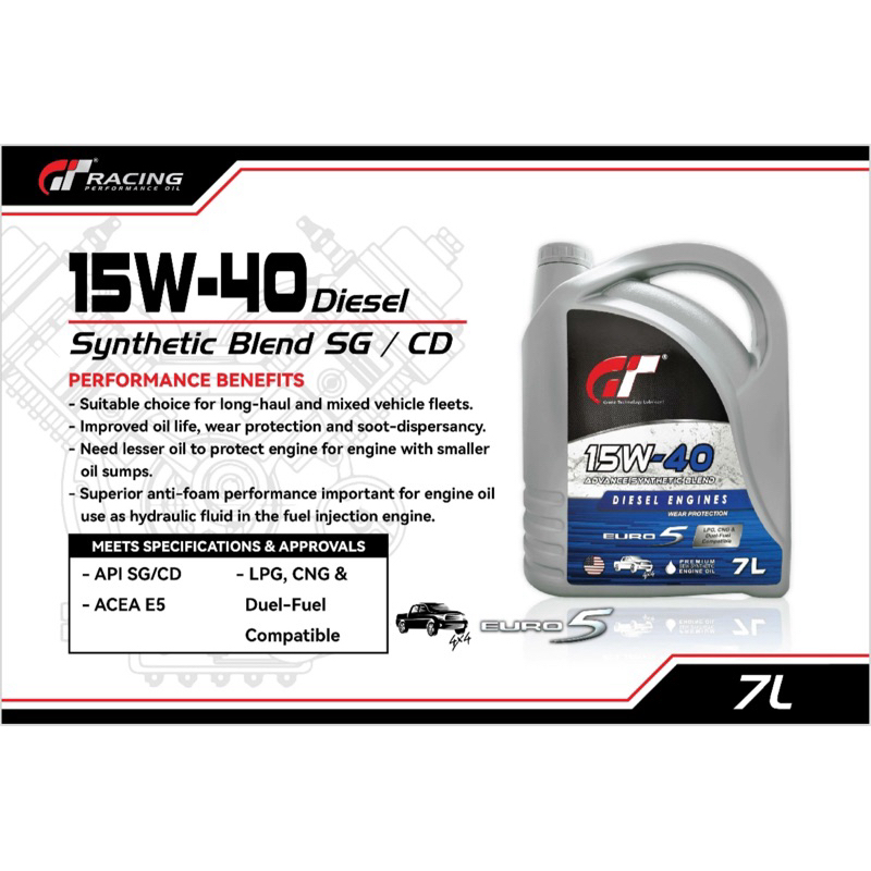 GT Racing 15W-40 Synthetic Blend 7L | Shopee Malaysia